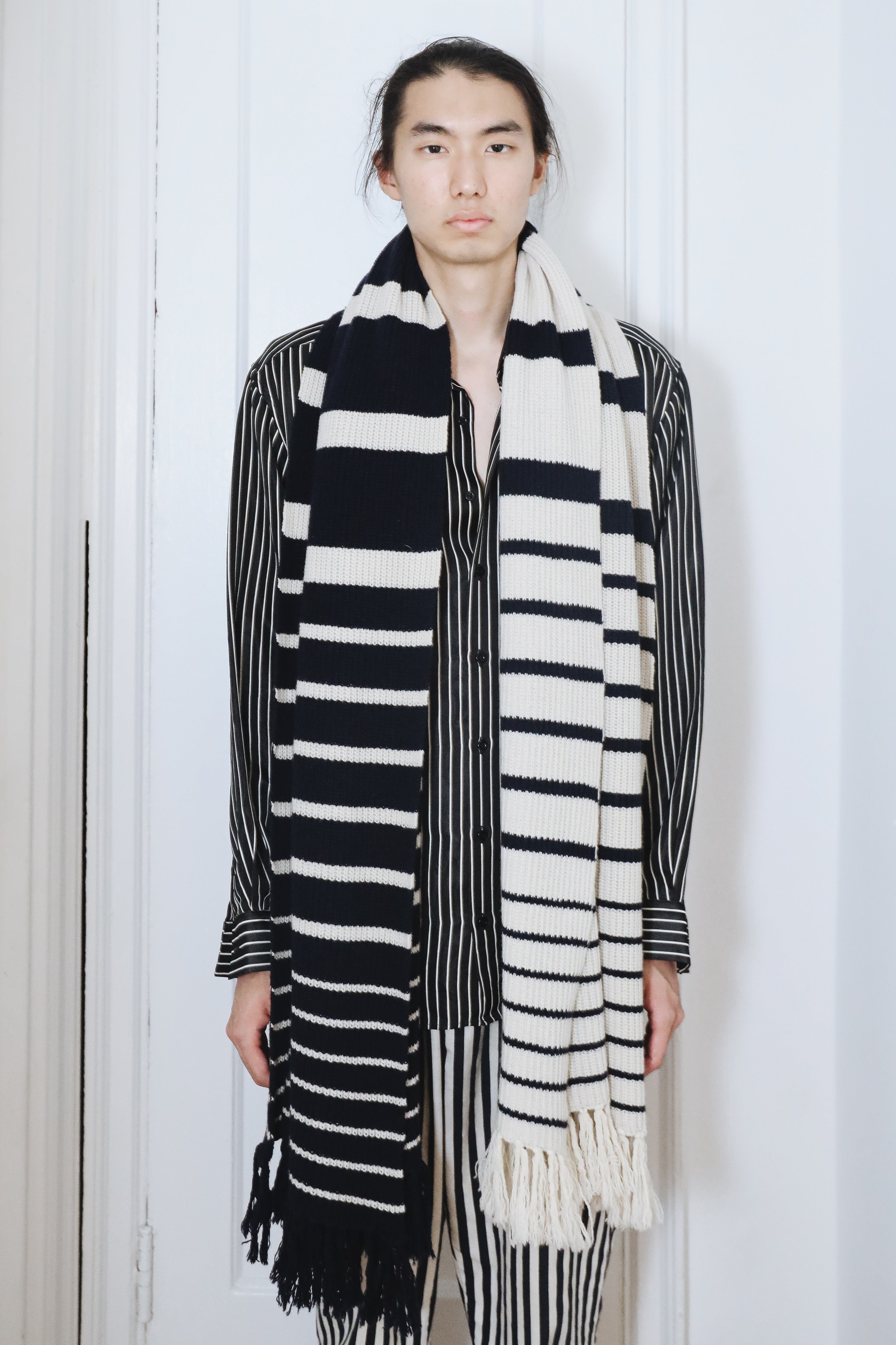 Sam Stripe Blanket Scarf in Recycled Cashmere & Recycled Wool – Eolas